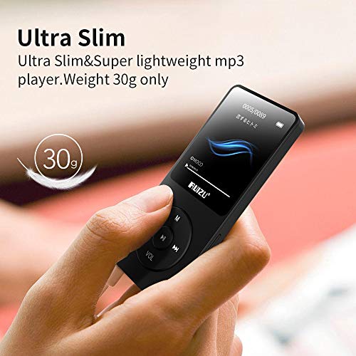 MP3 Player with Bluetooth 5.0, RUIZU 8GB Music Player for Kids, Digital Audio Players, MP3 Player with FM Radio, Voice Recorder, Video Play, E-Book, 80 Hours Playback, Expandable Up to 128GB, Black
