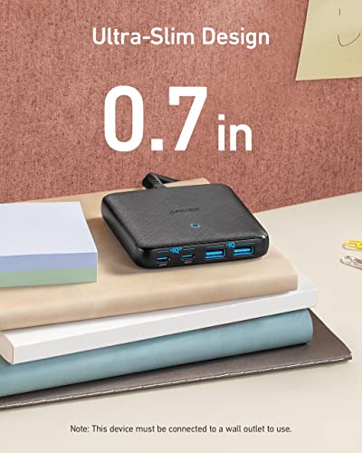 Anker 63W 4 Port PIQ 3.0 & GaN Fast Charger Adapter, PowerPort Atom III Slim Wall Charger with Dual USB C Ports (45W Max), for MacBook, Laptops, iPad Pro, iPhone, and More