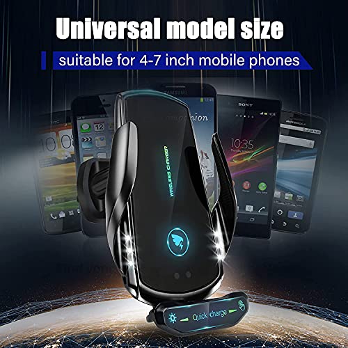 Wireless Car Charger for All Smartphones, 15W QI Fast Charging,Auto-Clamping Car Wireless Charger Air Vent Car Phone Mount (Black)