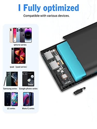 OHZHAO Portable Charger Power Bank 26800mAh, (Upgrade Large Capacity Battery) with Dual Input Ports Support Dual Fast Charging, 2 USB Ports for iPhone, iPad, AirPods, Samsung,Android and More,Black