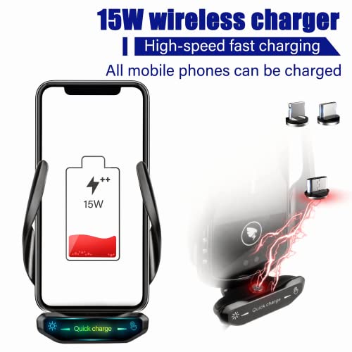 Wireless Car Charger for All Smartphones, 15W QI Fast Charging,Auto-Clamping Car Wireless Charger Air Vent Car Phone Mount (Black)