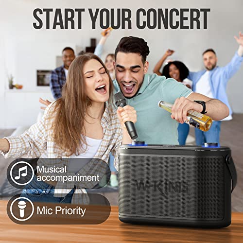 W-KING 120W RMS-150W Peak Portable Bluetooth Speaker Loud, 2.1 Stereo 3-Way Large Party Outdoor Wireless Speaker w/Bass&Treble Adjust/Guitar&MIC Port/UHF Microphone/Accompaniment/REC/Live/HP Monitor