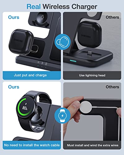 Samsung Wireless Charger, Metmoon 3 in 1 Samsung Charging Station for Galaxy S23 S22 S21 S20 Ultra FE/Note 20 10 9/Z Flip Fold Series, Galaxy Watch 5 Pro/5/4/3/Active 2/1, Buds+/Pro/Live(With Adapter)