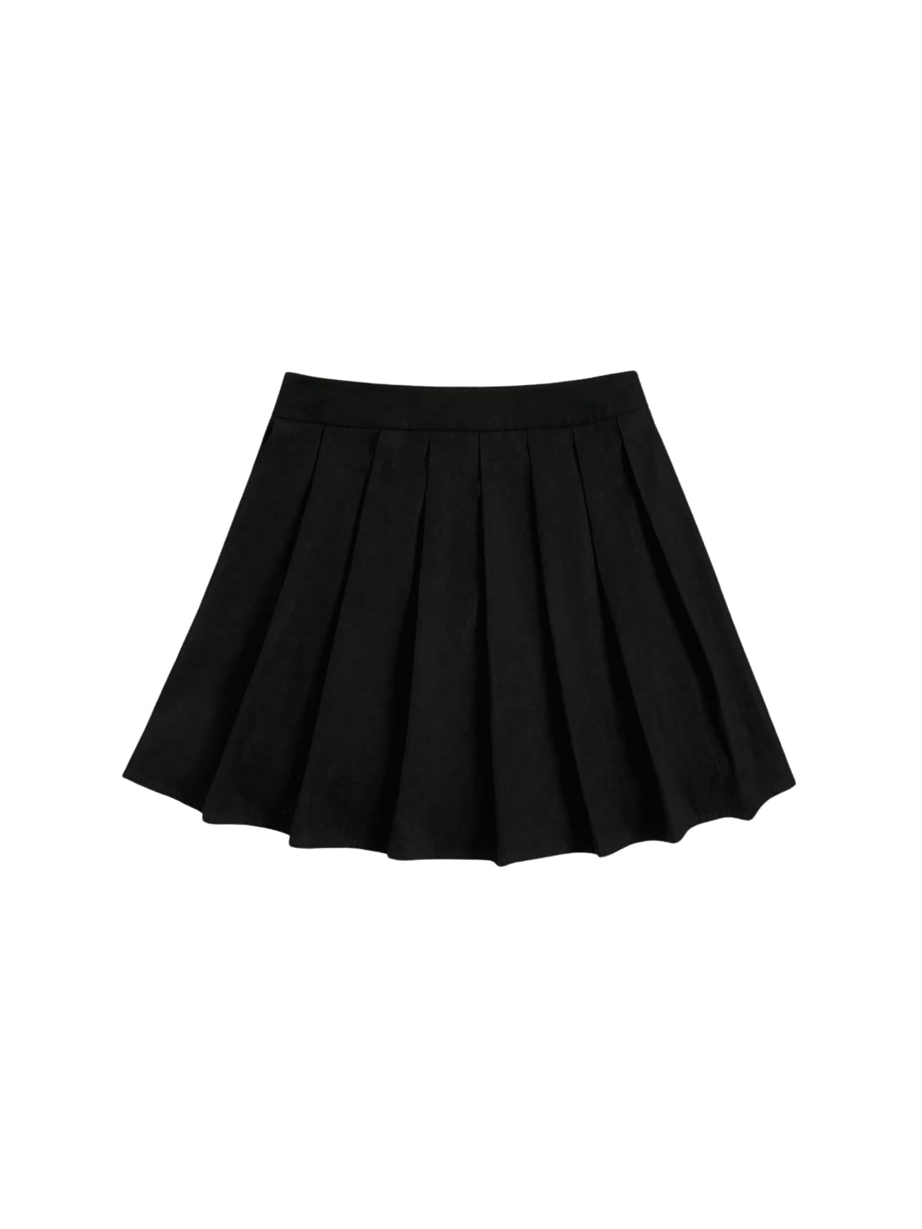 WDIRARA Women's High Waist Pleated Button Skort Asymmetrical Skirt Shorts Black S
