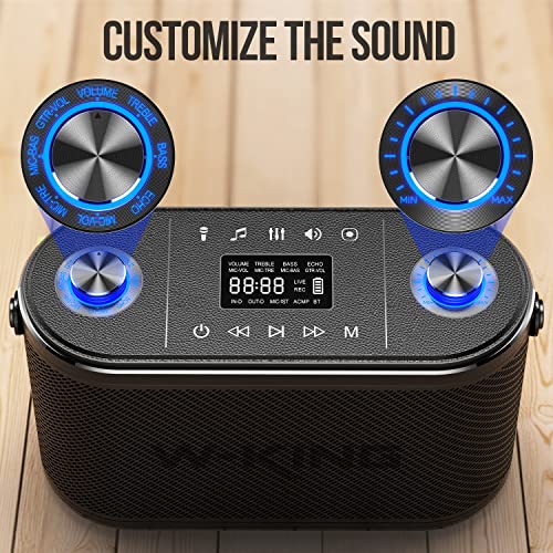 W-KING 120W RMS-150W Peak Portable Bluetooth Speaker Loud, 2.1 Stereo 3-Way Large Party Outdoor Wireless Speaker w/Bass&Treble Adjust/Guitar&MIC Port/UHF Microphone/Accompaniment/REC/Live/HP Monitor