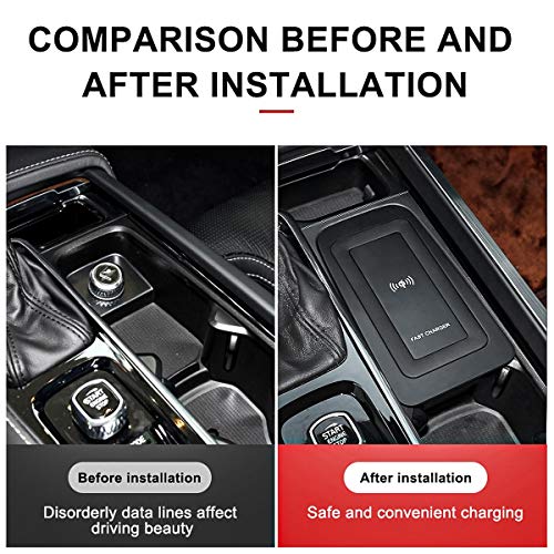 Wireless Phone Charging Plate, Vehicle Inner Central Box Charger Accessory with 2 USB Ports, Compatible with Volvo XC90 XC60 S90 S60 V90 V60, Plug & Play Easy Installation (Classic Style)