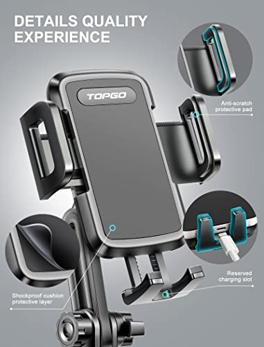 TOPGO Cup Holder Phone Mount, [No Shaking & Height-Adjustable Pole] Cup Phone Holder for Car, Cell Phone Cradle for iPhone iPhone14, Samsung and More Smart Phone(Black)