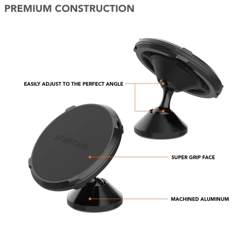 Rokform - Adjustable Dual Magnet Car Mount, 360° Swivel with 3M VHB Tape, Compatible with MagSafe Phones and Cases Cases, Cell Phone Holder, Dashboard Phone Mount for Truck Car & Van