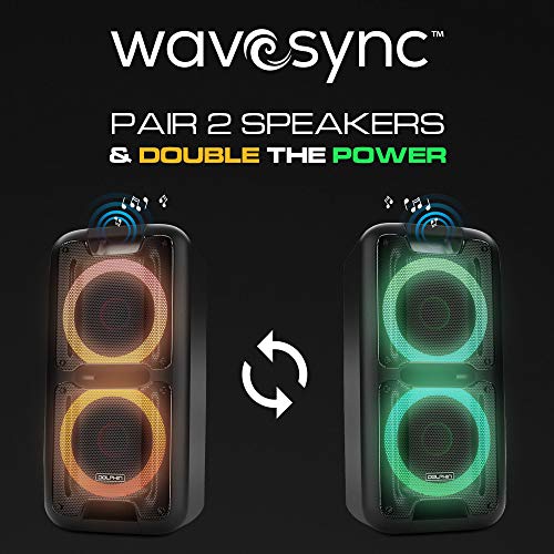 Party Speaker by Dolphin, Portable Bluetooth Speaker on Wheels with Sound Activated Light Show (SP-2100RBT)