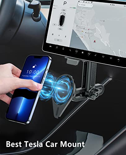 SUPERONE Designed for Tesla MagSafe Phone Mount Compatible with Model 3 & Model Y, [Super Strong Magnet] [2 Metal Rings] Compatible with iPhone 14 13 Pro/Max/Mini 12 11 X 8, Samsung, Google Pixel More