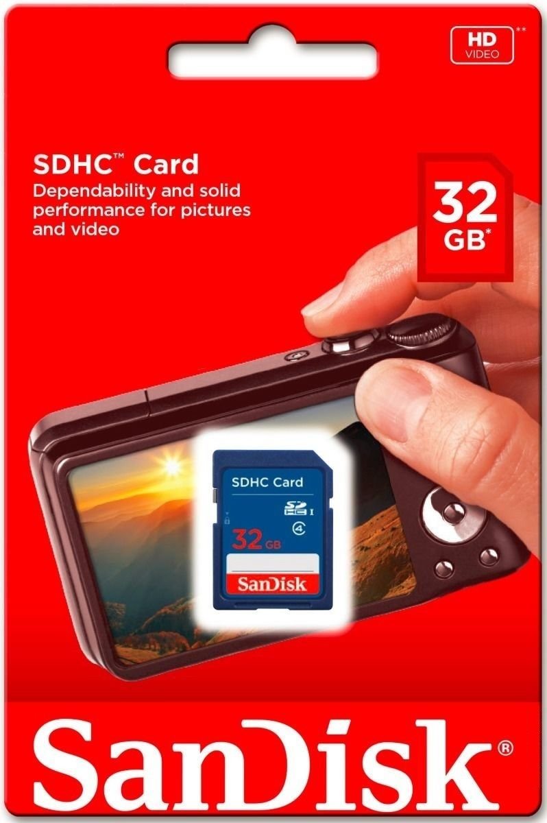SanDisk 32 GB Class 4 SD HC Flash Memory Card - 4 Pack With Everything But Stromboli (tm) MicroFiber Cleaning Cloth