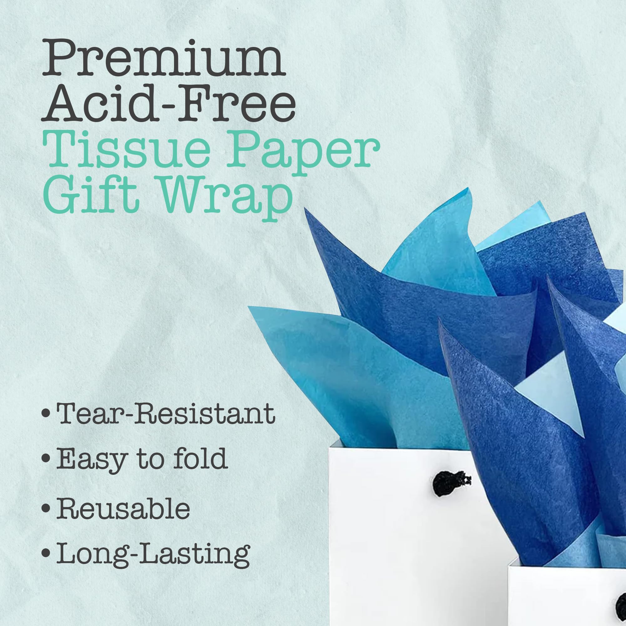 Ocean Tides Tissue Paper Gift Wrap - Large Sheets of Bulk Wrapping 100 200 300 or 500 Sheets 20 X 30Assorted Black Blue Fuchsia Gold Green Orange Pink Purple Silver White Yellow