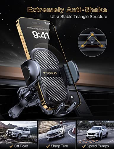 [Deepest Clamp] TORRAS Car Phone Holder Mount [Real Big Phones & Thick Case Perfectly] Universal Sturdy Hook Cell Phone Mount Air Vent [Never Fall Off] Fit for iPhone14 13 Pro Max Samsung Ultra 23 &All