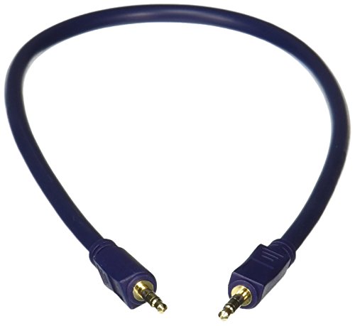 C2G 40600 Velocity 3.5mm M/M Stereo Audio Cable, Aux Cable, Blue (1.5 Feet, 0.45 Meters)