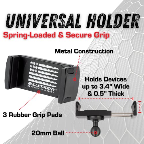 Bulletpoint Dash Mount Cell Phone Holder Jeep Compatible Wrangler (2007-2010 JK and 1997-2006 TJ) with 20mm Ball Mount for iPhone and Android Smartphone β Features Heavy Duty Carbon Fiber Kevlar Arm