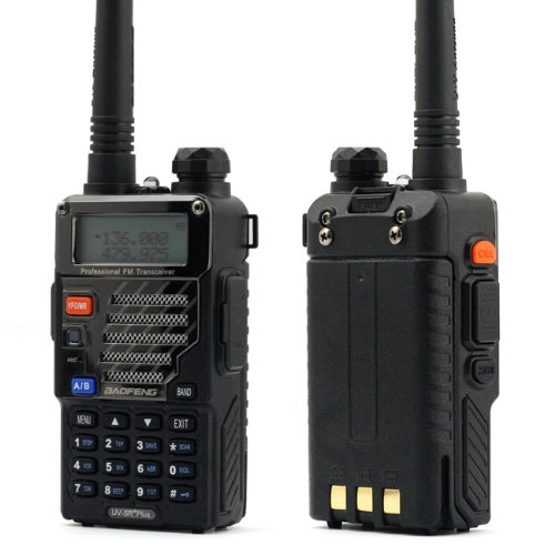 BAOFENG UV-5R+ Plus Two Way Radio, Long Range for Adults Rechargeable with Earpiece, Walkie Talkie for Outdoors, 144-148 420-450MHz, Qualette Series, Black