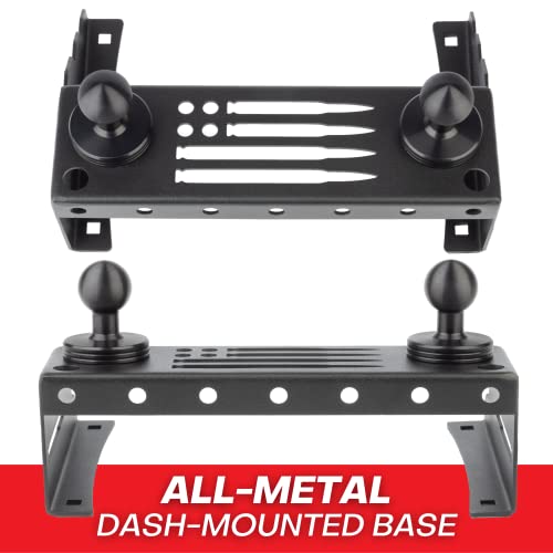 Bulletpoint Metal Dash Mount with 2 Phone Holders Bundle Compatible with 2015-2020 Ford F150 & 2017+ F250/F350 Super Duty - Dual 20mm Ball Dash F150 Phone Mount (13th Generation)