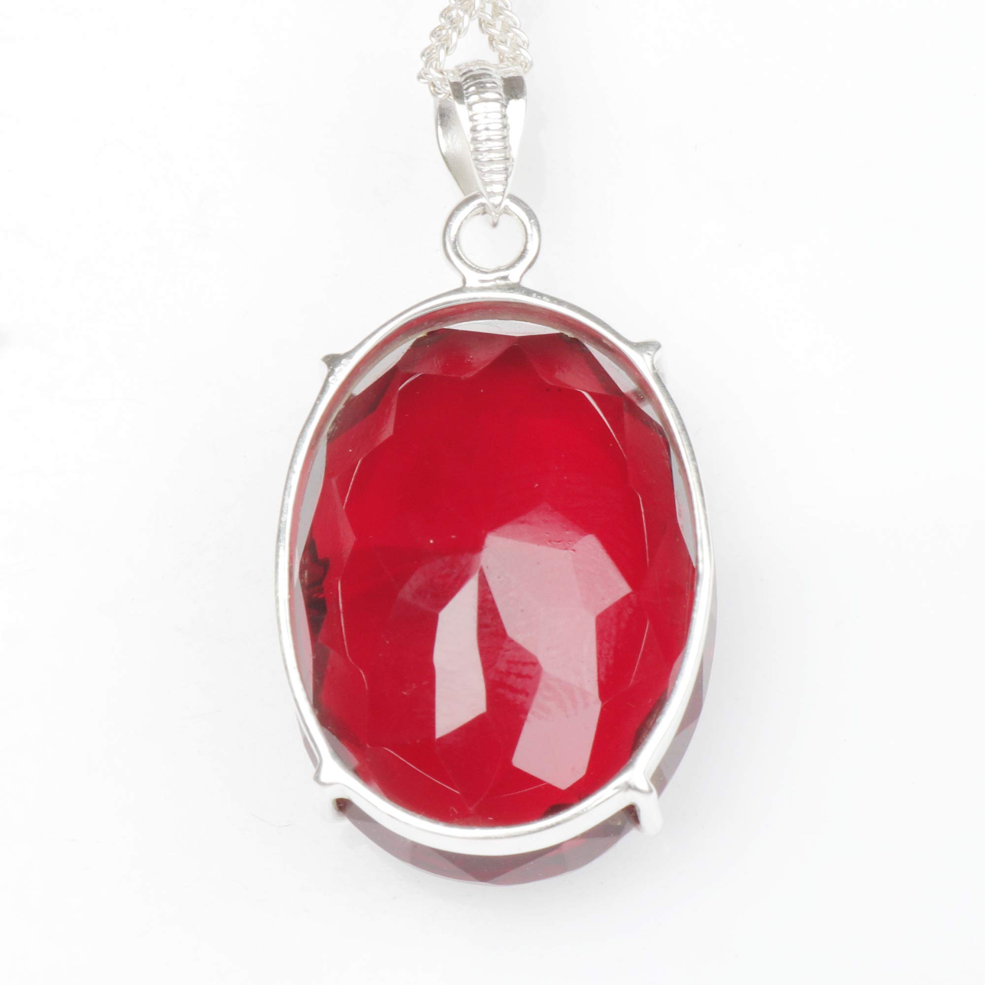 GEMHUB 105 Carat Red Topaz Gemstone Pendant Without Chain Sterling Silver Oval Cut Jewelry For Women