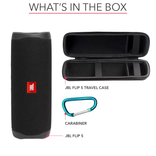 HOMEQUIP case for JBL Flip 5 with Speaker Flip 5 | Waterproof Portable Wireless Bluetooth Speaker Bundle Hard Shell Case - Rechargeable Battery, 2.5 Hours Charging, 12 Hours Playtime.
