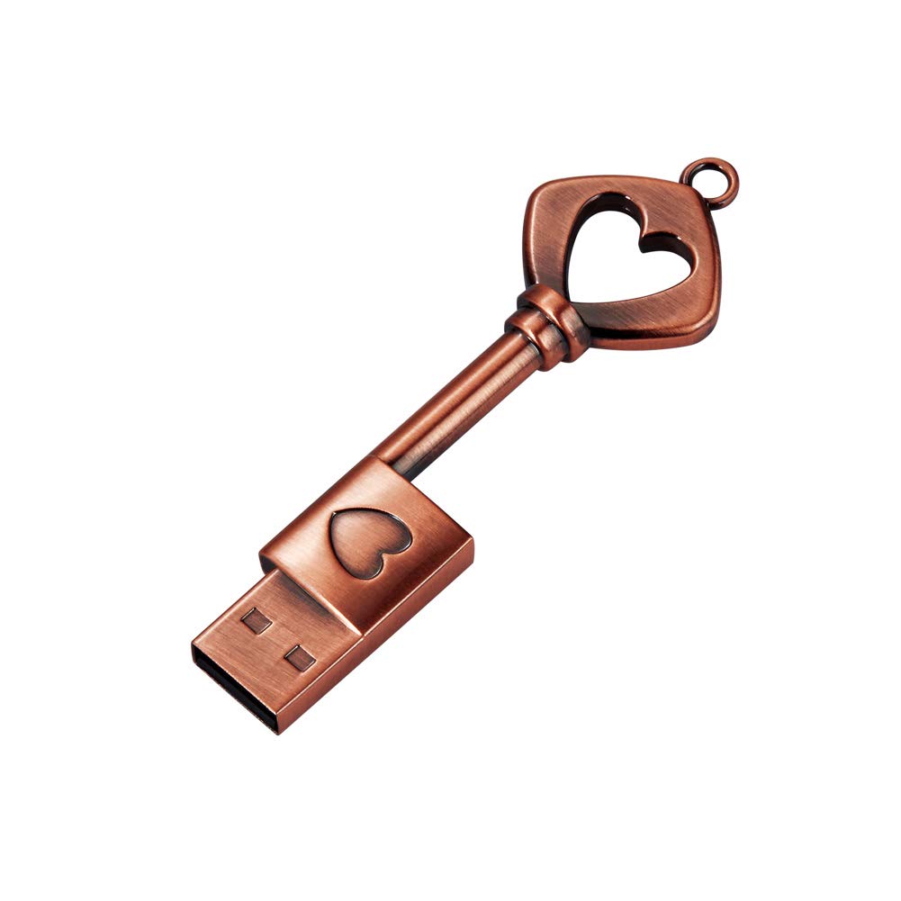 GARRULAX USB Flash Drive, 8GB / 16GB / 32GB / 64GB USB 2.0 Metal USB Memory Stick Date Storage Pendrive Thumb Drives (Heart Key, 32GB)