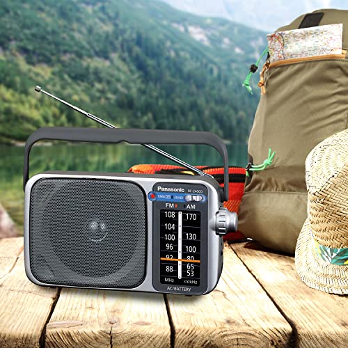Panasonic Portable Radio AM/FM Battery Powered Electric with LED Tuning Indicator | 5 Core Radio, Best Sound and Reception, Small Size, Plug Option | Includes 4 AA Batteries and Cleaning Cloth