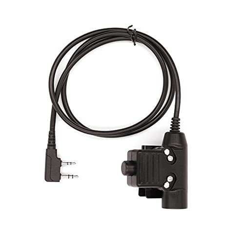 WODASEN Tactical U94 PTT Adapter Push to Talk Button Walkie Talkie Headset Connector Cable for Baofeng UV-3R UV-5R BF-888S Kenwood TK-308 TK-320 TK-2312 TK-3212 2 Pin Jack Two Way Radio Civilian Type