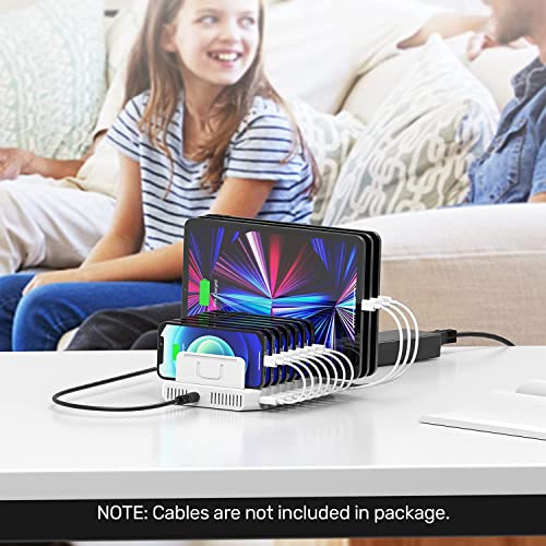 Unitek Charging Station for Multiple Devices, USB Charging Dock with Adjustable Dividers, QC 3.0 and SmartIC, iPhone, iPad, Tablet Organizer Stand-(UL Certified)