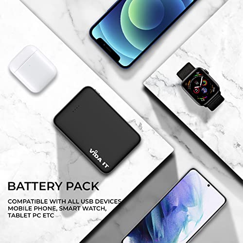 Vida IT 2-Pack Small 5V 2A Power Bank for Heated Vest Jacket Coat Scarf Clothing DC Pocket Size Battery Pack 5000mAh USB Portable Charger for iPhone Samsung Android Phone, Mini Rechargeable Power Pack