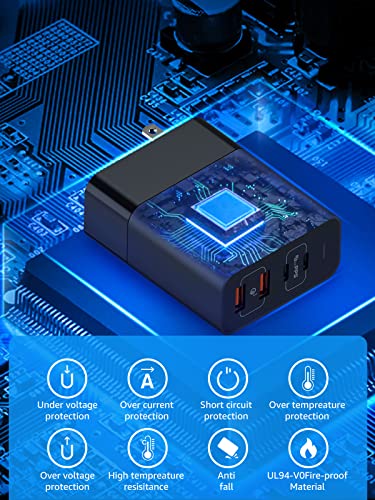 USB C Charger, 75W iPhone Fast Charger Block, Dual PD3.0 & QC3.0 Super Fast Wall Charger, PPS Type c Charger Fast Charging,Travel Power Adapter Compatible MacBook Pro/Air/iPad/iPhone14/Galaxy S22/S21