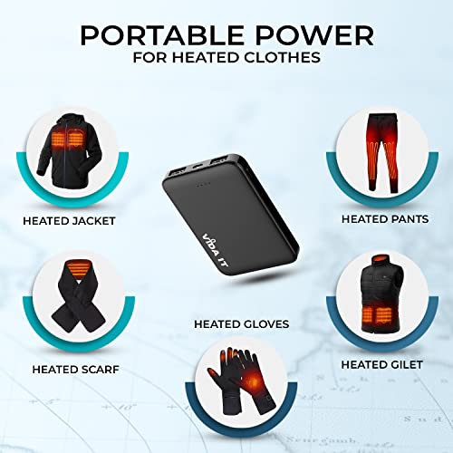 Vida IT 2-Pack Small 5V 2A Power Bank for Heated Vest Jacket Coat Scarf Clothing DC Pocket Size Battery Pack 5000mAh USB Portable Charger for iPhone Samsung Android Phone, Mini Rechargeable Power Pack
