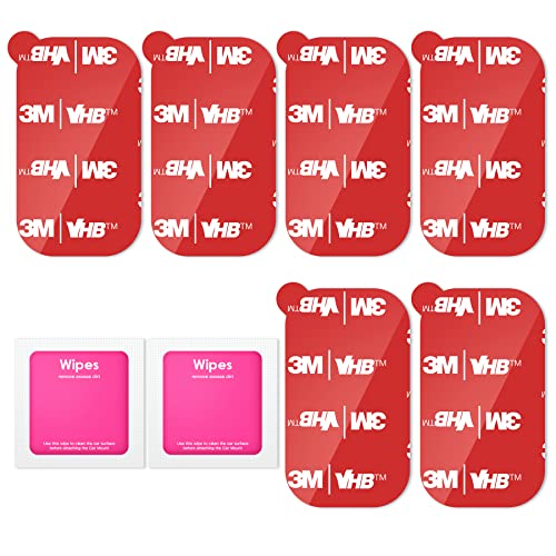 WixGear 3M [6 Pack] Sticky Adhesive Pads Replacement Mounting Tape, Dashboard Sticker Pads for Magnetic Phone Car Mount, Double Sided 3M Adhesive Pads, 6 3M with 2 Dry Wipes for Magnetic Car Mounts