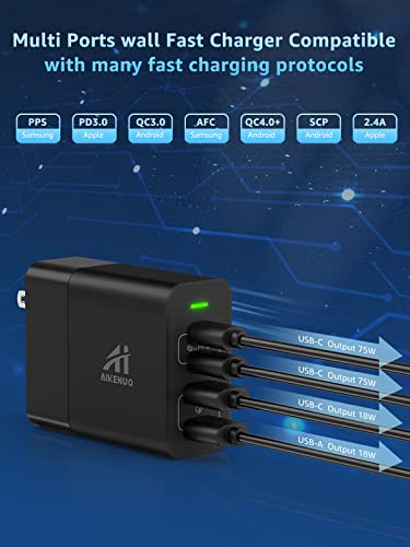 USB C Charger, 75W iPhone Fast Charger Block, Dual PD3.0 & QC3.0 Super Fast Wall Charger, PPS Type c Charger Fast Charging,Travel Power Adapter Compatible MacBook Pro/Air/iPad/iPhone14/Galaxy S22/S21