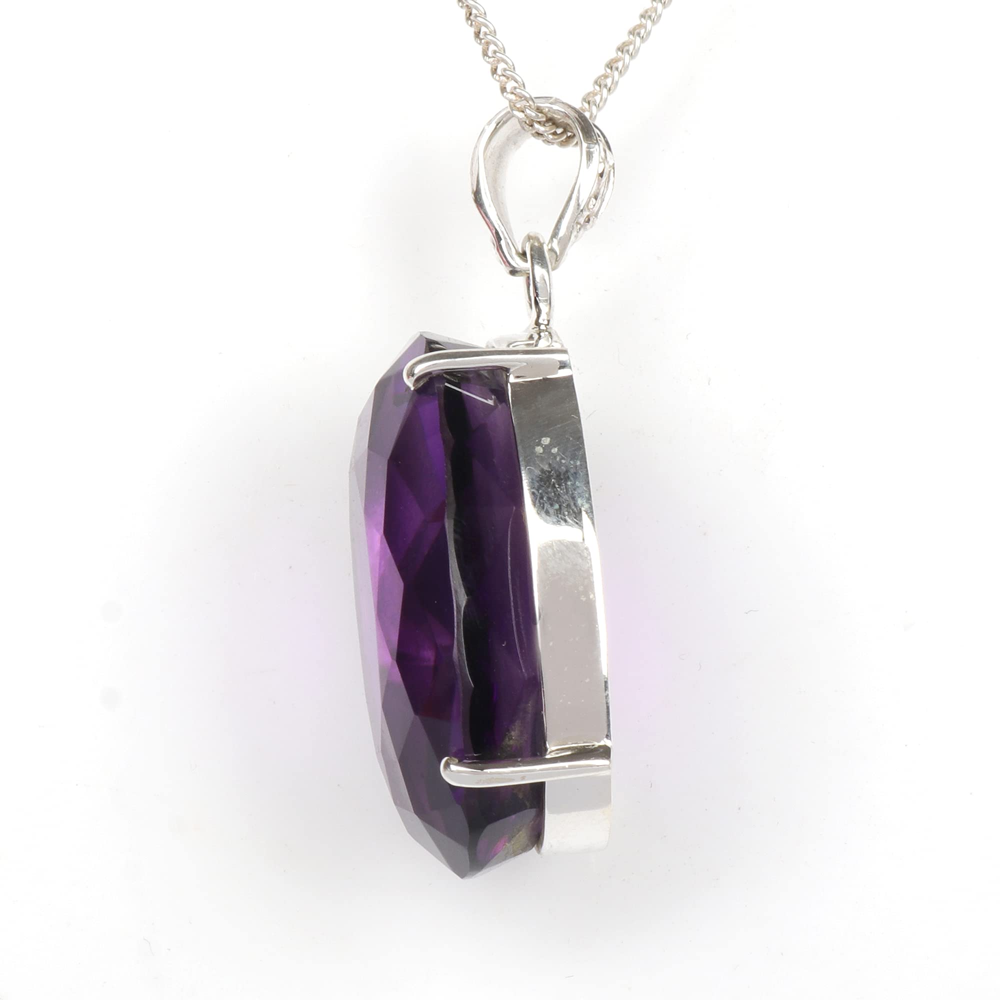 GEMHUB Violet Amethyst 127 Carat Oval Shape Gemstone Pendant Without Chain Sterling Silver Jewelry
