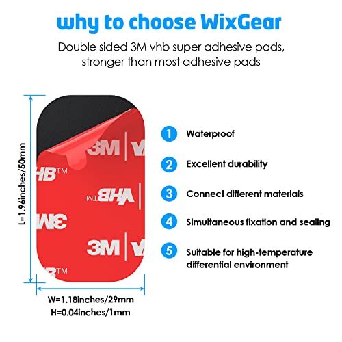 WixGear 3M [6 Pack] Sticky Adhesive Pads Replacement Mounting Tape, Dashboard Sticker Pads for Magnetic Phone Car Mount, Double Sided 3M Adhesive Pads, 6 3M with 2 Dry Wipes for Magnetic Car Mounts