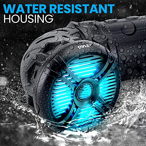 Pyle Marine ATV Powered Speakers - 4.0 Wireless Bluetooth, 800 Watt, Color Changing LED Lights, IP44 Waterproof, 6.5β Dual Audio Sound System for UTV, Golf Carts, Jetski and Snowmobile - PLATV65BT