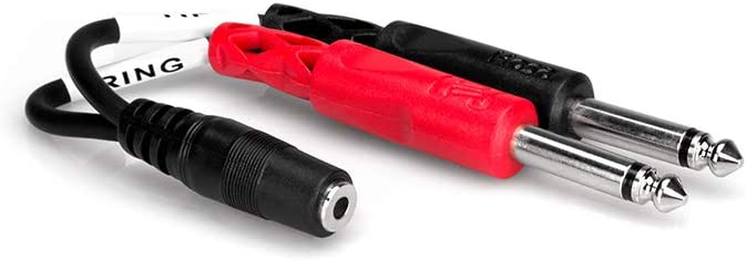 Hosa YMP-434 3.5 mm TRSF to Dual 1/4" TS Stereo Breakout Cable