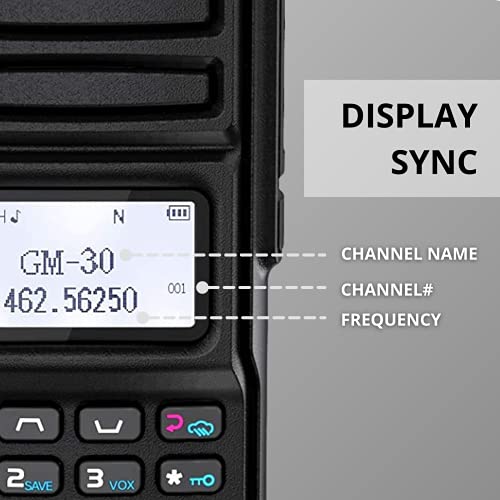 Radioddity GM-30 GMRS Radio, Handheld 5W Long Range Two Way Radio for Adults, GMRS Repeater Capable, with NOAA Scanning & Receiving, Display SYNC, for Off Road Overlanding, 1 Pack
