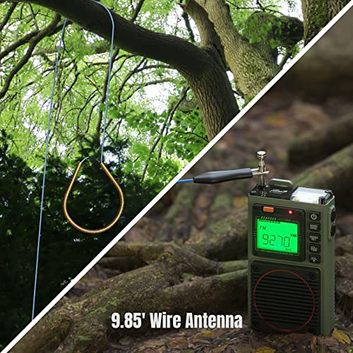 Raddy RF75A APP Control Shortwave Radio, Portable AM/FM/VHF/SW/WB Receiver with Bluetooth, Pocket Radio Rechargeable w/ 9.85 Ft Wire Antenna