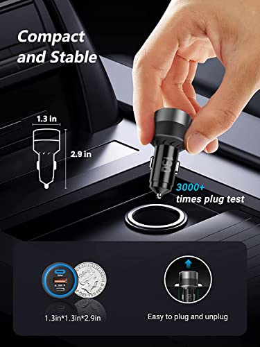 130W USB C Car Fast Charger,3-Port PD 100W PPS 45W QC3.0 30W Super Fast Charging Cigarette Lighter for MacBook Pro Air M1 Laptop iPhone 14 13 12 Pro Max Samsung S22 S21Ultra (with 100W USB C Cable)