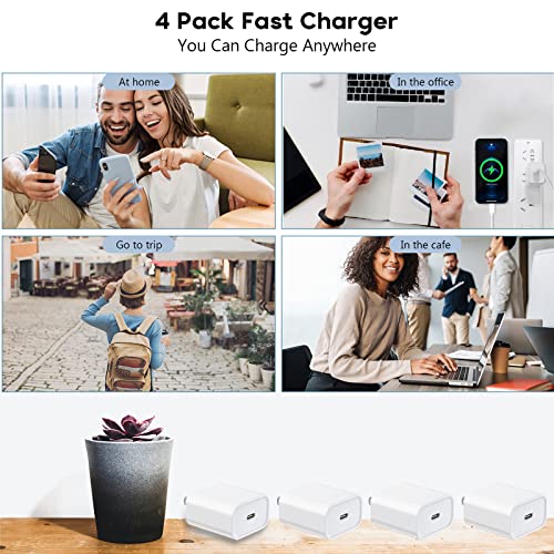 [4 Pack] Fast iPhone Charger Block,Fast Apple Charger iPhone 20W USB C Wall Charger Power Adapter Plug iPhone Charger Fast Charging for iPhone14/13/12 Pro/Pro Max,iPad/AirPods,Samsung/Pixel and More