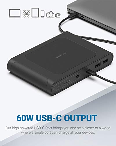 Omni Mobile 25600mah DC/USB-C PD/USB-A/Wireless Power Bank | Battery Backup for Laptops:MacBook/iPad/Dell XPS/Surface | Smart Devices:Nintendo Switch/GoPro | Resmed CPAP | Smartphones:iPhone/Samsung