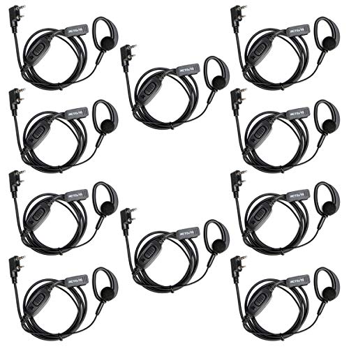 Retevis RT68 Walkie Talkies Earpiece with Mic, 2 pin Soft Earhook Headset Police Earpiece; Compatible with Retevis RT22 RT21 RT68 H-777 RT22S RB29 Baofeng UV-5R 888S pxton eSynic 2 Way Radio(10 Pack)