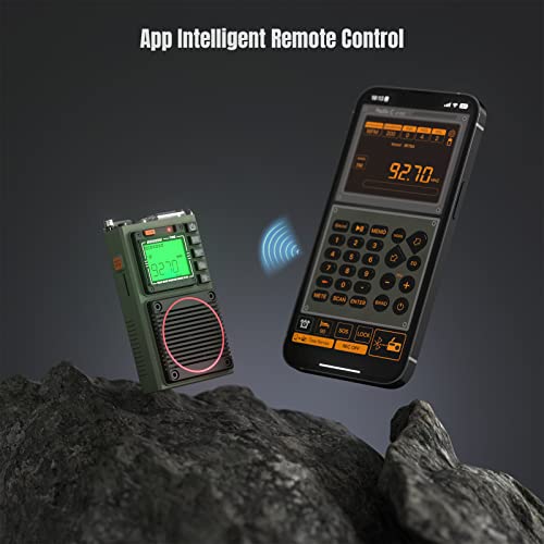 Raddy RF75A APP Control Shortwave Radio, Portable AM/FM/VHF/SW/WB Receiver with Bluetooth, Pocket Radio Rechargeable w/ 9.85 Ft Wire Antenna