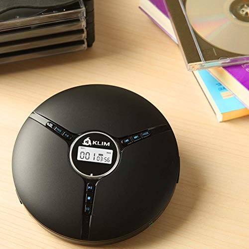 KLIM Discman Portable CD Player with a Built-in Battery - New 2022 Version + Ideal Car CD Player with Earphones + Compatible CD-R, CD-RW, MP3. Compact Mini CD Players Personal CD Walkman - Black