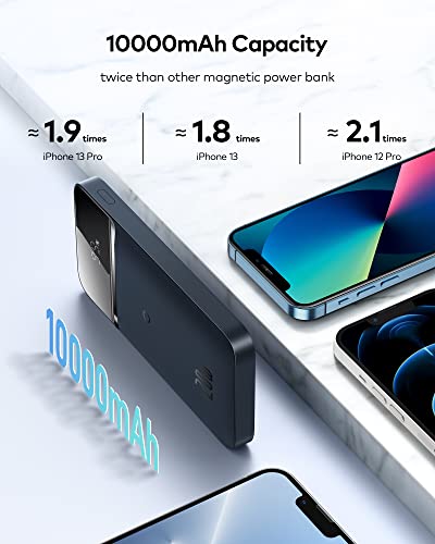 Baseus Magsafe Battery Pack, Wireless Portable Charger Stronger Magnetic for iPhone 14/13/12 Series, PD 20W Fast Charging Wired Power Bank for iPhone Magsafe Accessories