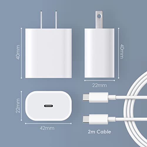20W USB C Fast Charger,Compatible with iPad Pro 12.9inch 6th/5th/4th/3rd; iPad Pro 11inch 4th/3rd/2nd/1st; iPad Air 4/5th; iPad 10th;Ipad Mini 6th, PD Wall Charger with 6.6ft USBC to C Charging Cable