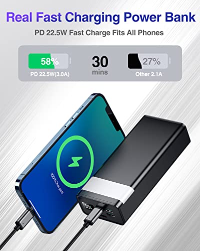 CABALAY 50000mAh Large Capacity Power Bank,22.5W 20W USB-C Portable Charger, QC PD Fast Charging Battery Pack, Flashlight and LED Display, for iPhone14 13/12/12 Pro Max /11 /iPad Samsung Galaxy22/21