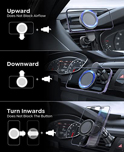 Car Magnetic Phone Mount for Magsafe: Holdersafe Magnetic Car Phone Holder [Easily Install] with 20 Powerful Magnet for Car Air Vent Compatible iPhone 14 13 12 Pro Plus Max Mini MagSafe Case