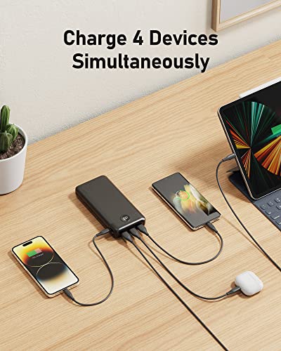 VEEKTOMX Portable Charger 30000mAh Power Bank QC 3.0 Fast Charging and PD 20W External Battery Pack with 4 Outputs & 2 Inputs USB C Portable Phone Charger for iPhone Samsung Galaxy iPad Tablet etc.