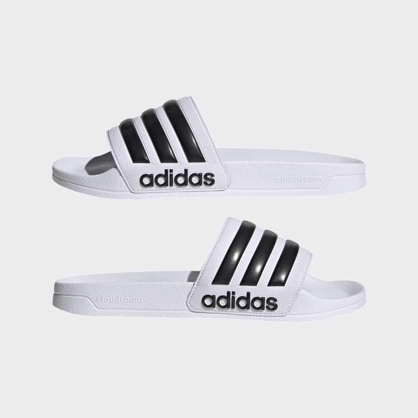 adidas Unisex Shower Slide Sandal, White/Core Black/White, 11 US Men